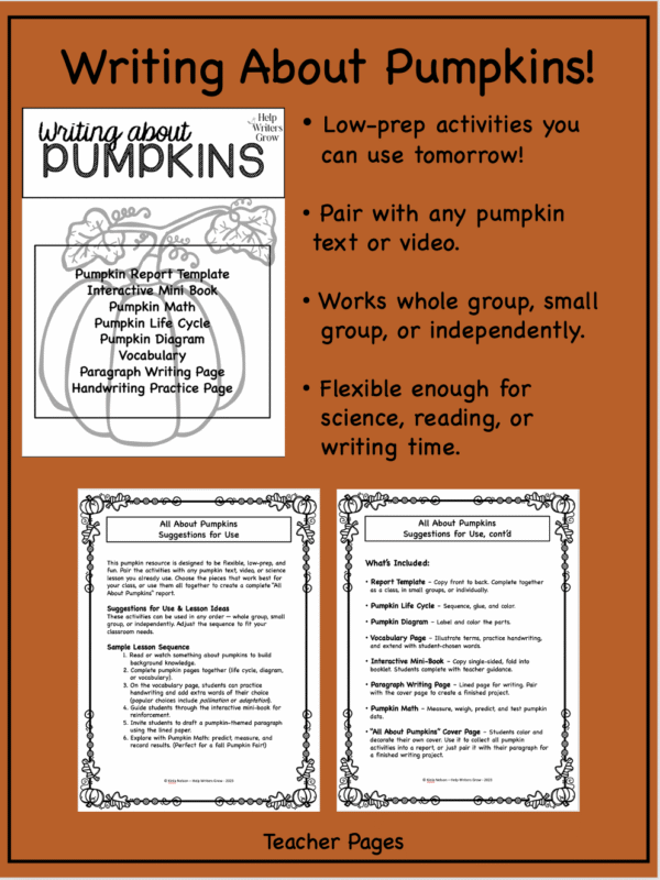 Fall Writing - Writing About Pumpkins- Non-Fiction Writing for Primary ...