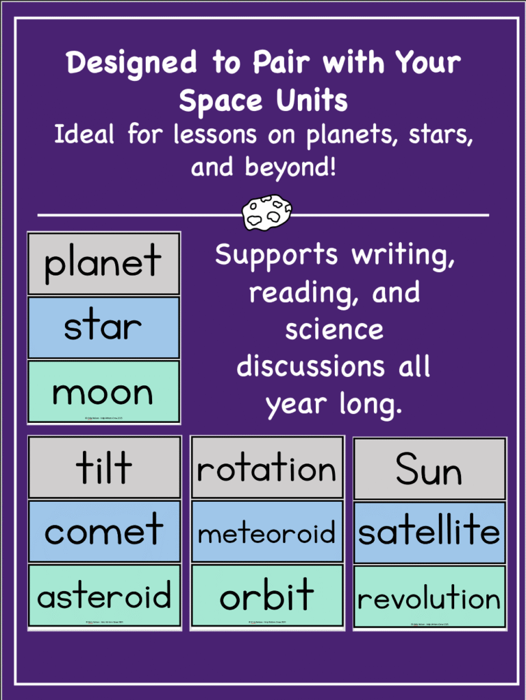 Space Word Wall and Science Center Activities - Help Writers Grow