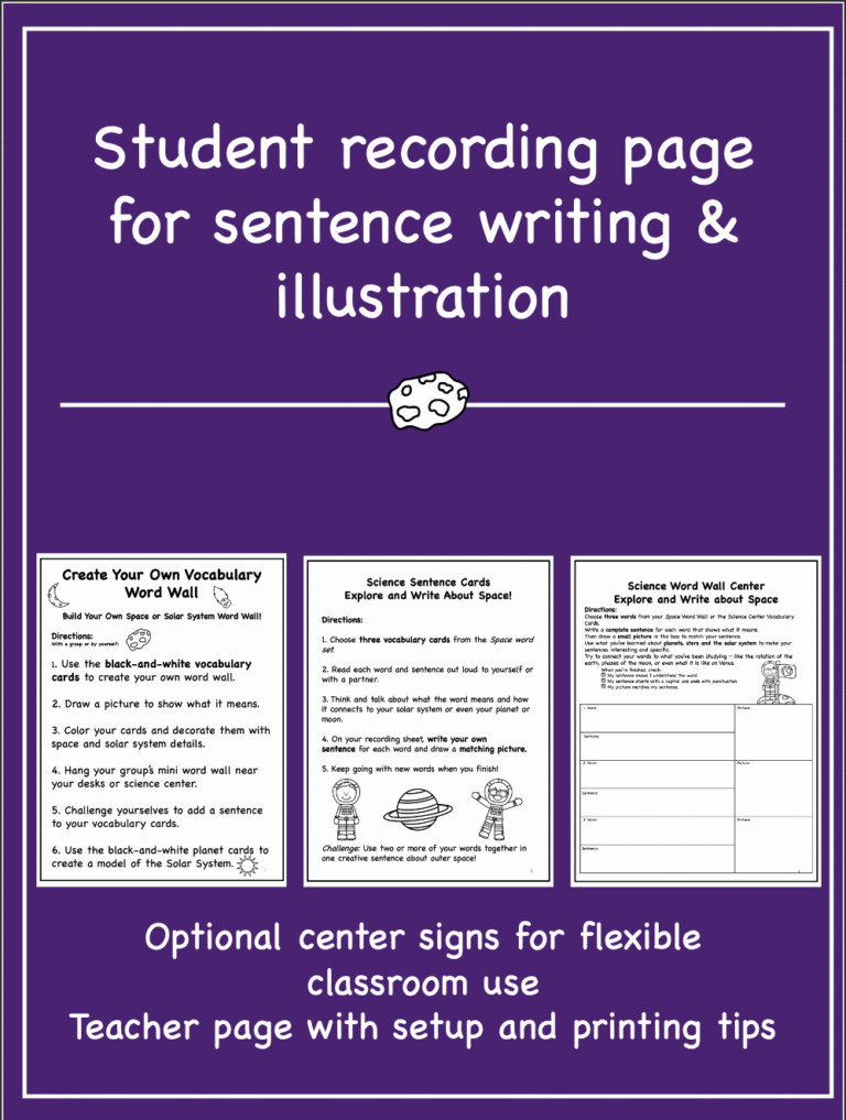 Space Word Wall and Science Center Activities - Help Writers Grow