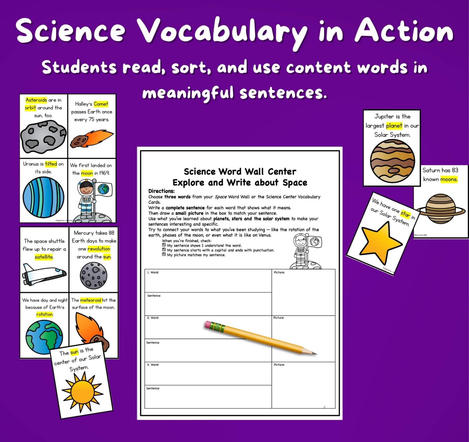 Space Word Wall and Science Center Activities - Help Writers Grow