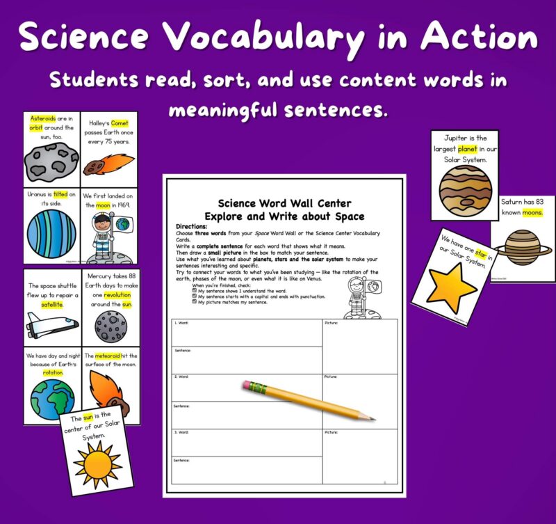 Space Word Wall and Science Center Activities - Help Writers Grow