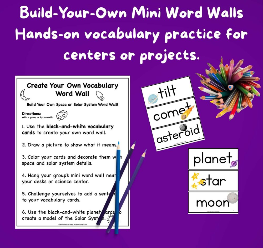 Space Word Wall and Science Center Activities - Help Writers Grow