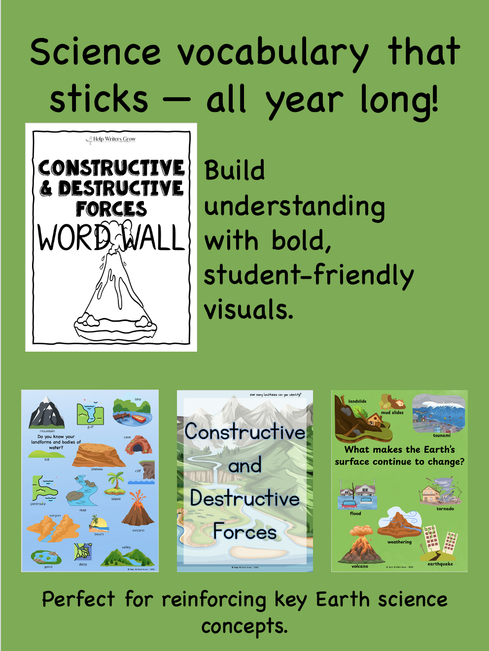 Constructive and Destructive Forces Word Wall - Help Writers Grow